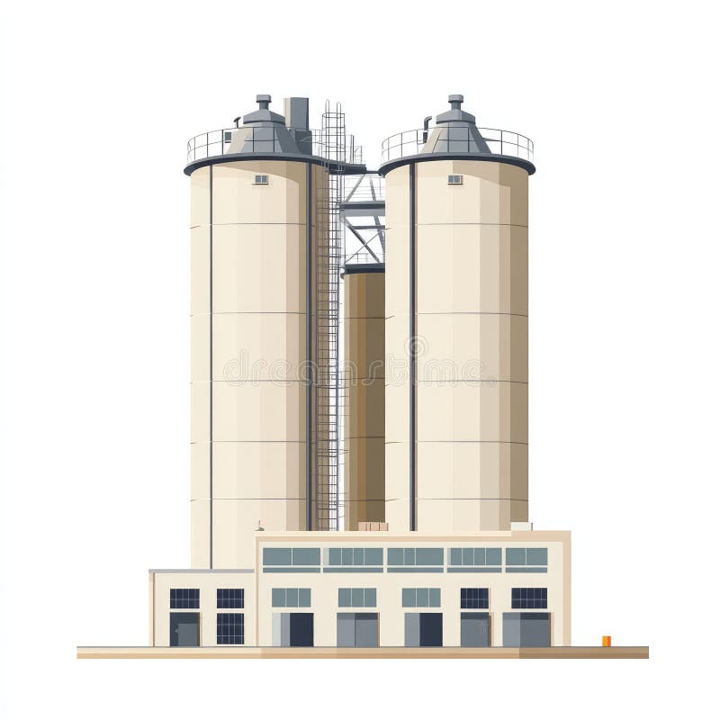 Industrial Grain Silo Complex Stock Illustrations – 159 Industrial ...