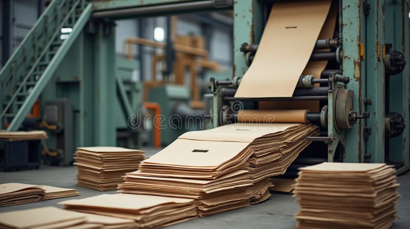 Large Industrial Machine Producing Paper Cardboard in Factory Setting ...