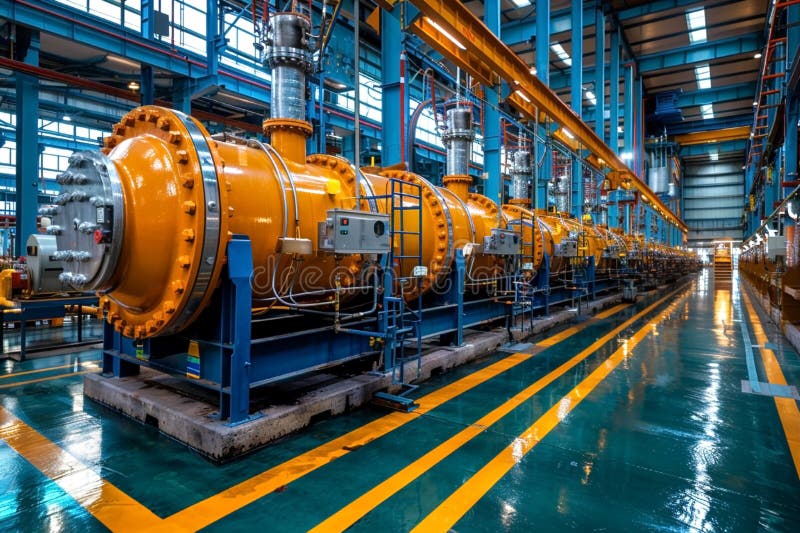 Large Industrial Pipeline System with Orange Valves and Metallic ...