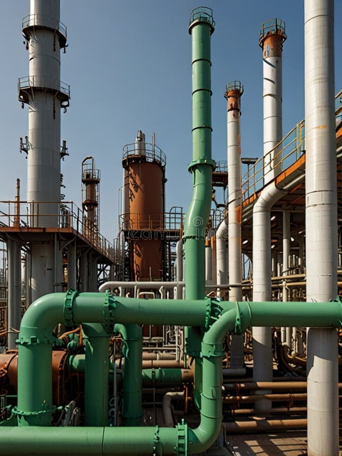 A Large Industrial Plant with Many Pipes Stock Illustration ...