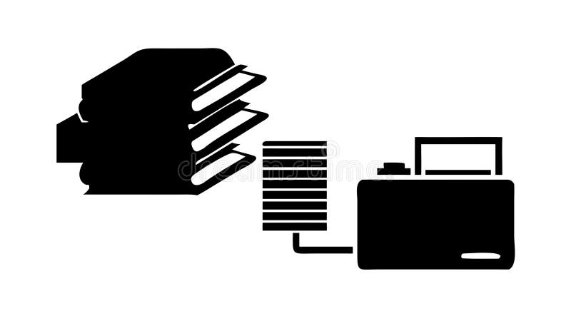 Large Industrial Printer, Front View Silhouette, Vector Design ...