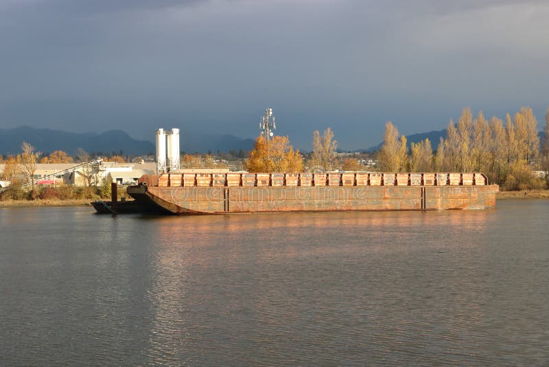 River Barge with Loading Ramp Stock Photo - Image of outside, cable ...