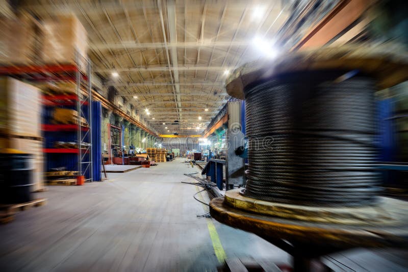 Large Industrial Shop, Motion Blur Effect. Stock Photo - Image of heavy ...