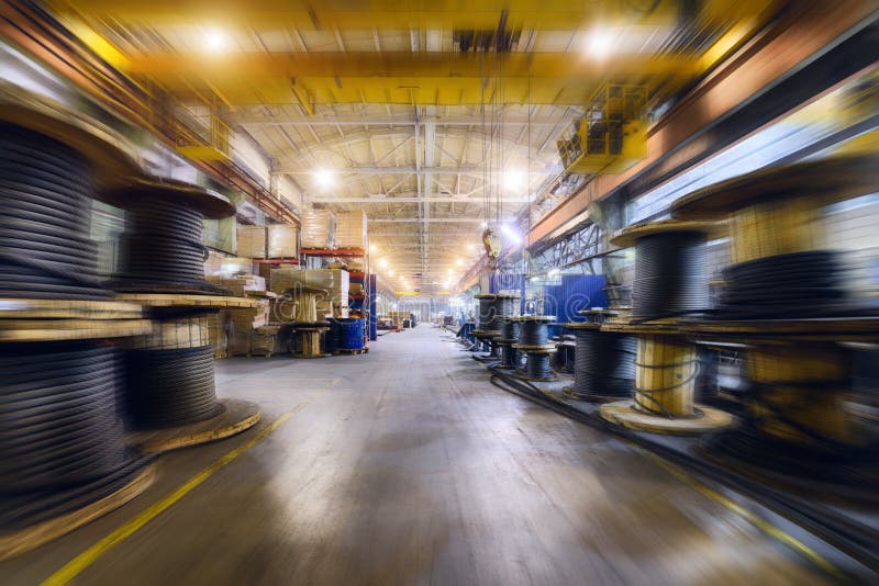 Large Industrial Shop, Motion Blur Effect. Stock Photo - Image of ...