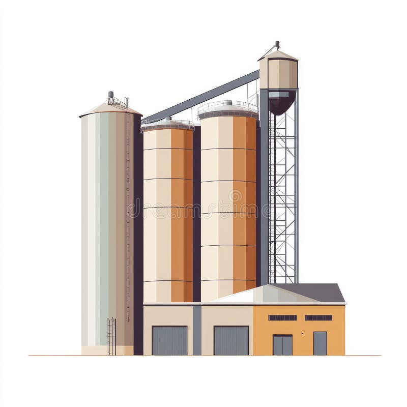 Large Industrial Silo Complex: Agricultural Storage and Processing ...