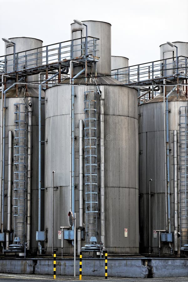 Large Industrial Silo Outdoors Stock Photo - Image of processing ...