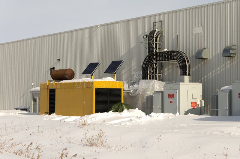 Large Industrial Standby Generator in Winter. Stock Image - Image of ...