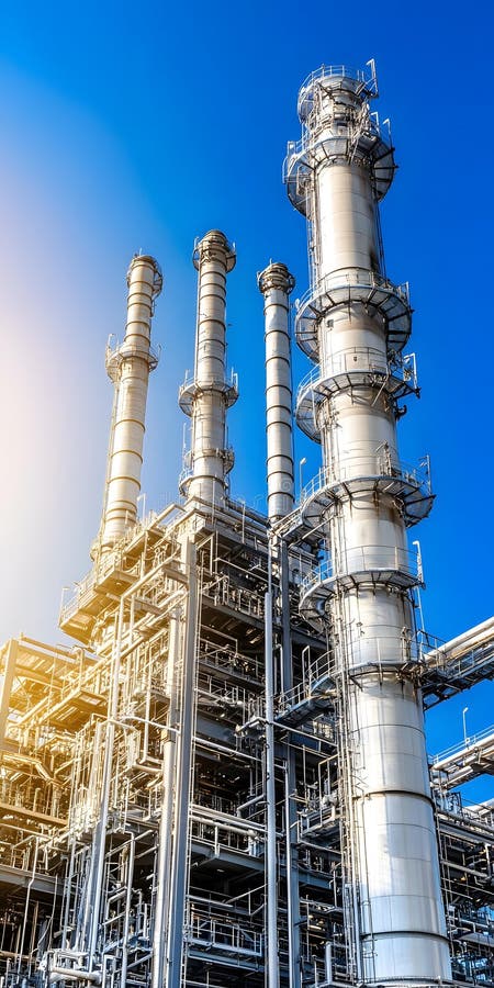 Large Industrial Structure with Cylindrical Towers Stock Illustration ...