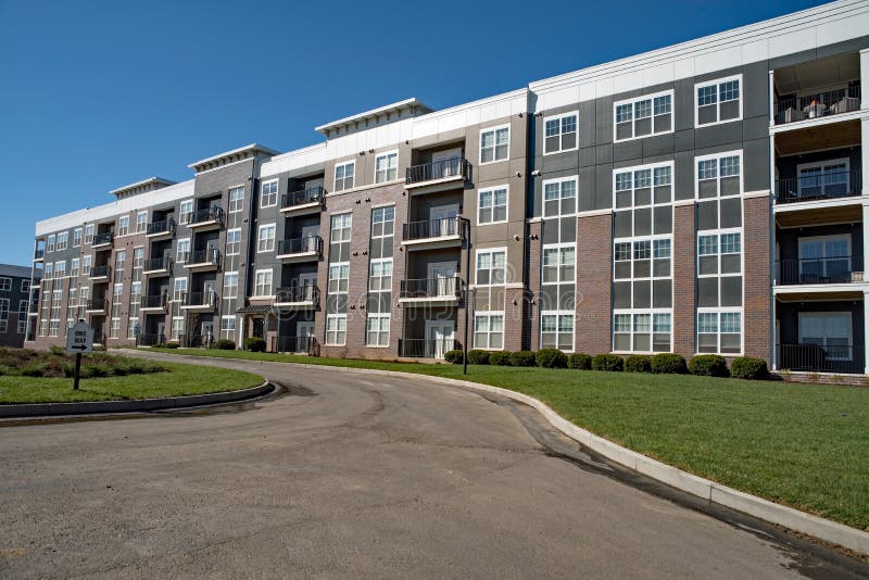 Large Industrial Style Gray Apartment Building Stock Image - Image of ...