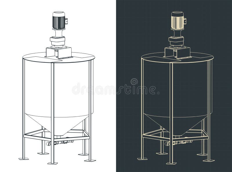 Large Industrial Tank Mixer Isometric Blueprints Stock Vector ...