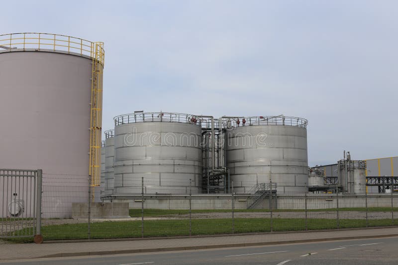 Alcohol Storage Tanks. Sugar Beet Processing. Stock Image - Image of ...