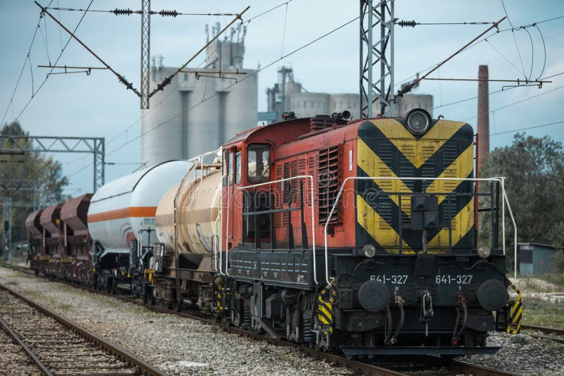 Large Industrial Train Moving on the Tracks Stock Photo - Image of ...