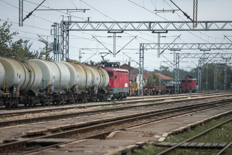 Large Industrial Train on the Tracks Stock Image - Image of industrial ...