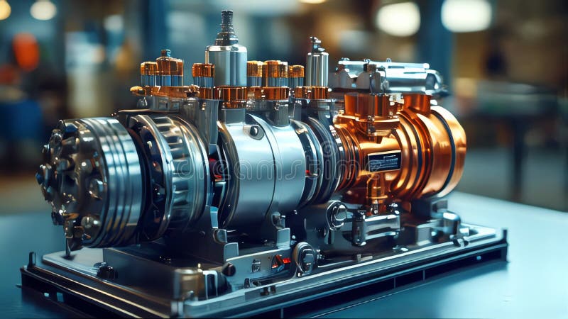 A Large Industrial Turbine Engine System Inside a High-tech ...