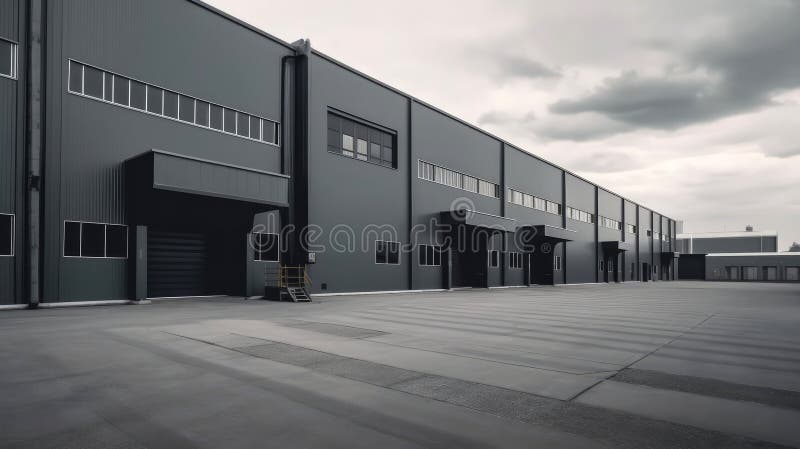 Large industrial warehouse stock illustration. Illustration of ...