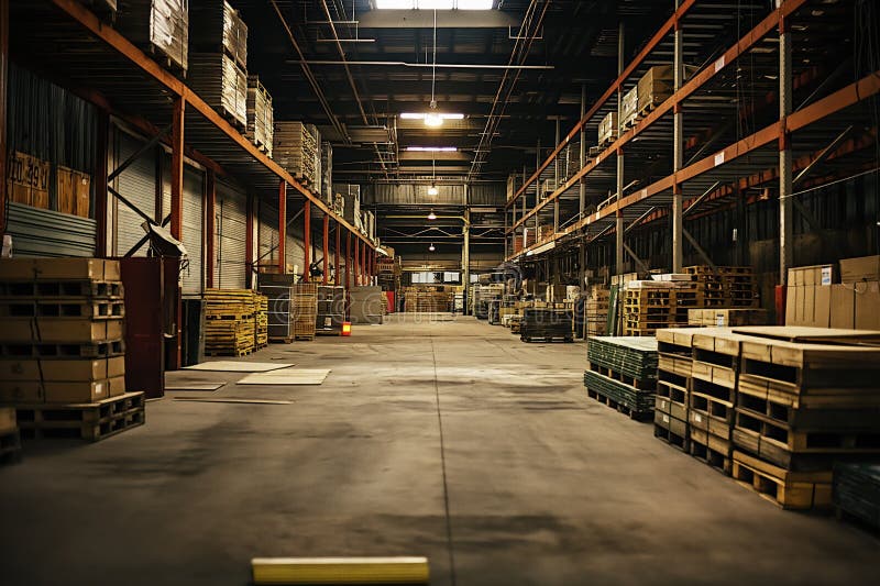 Large Industrial Warehouse Interior with High Ceiling and Grid-like ... Large Industrial Warehouse Interior with High Ceiling and Grid-like ...