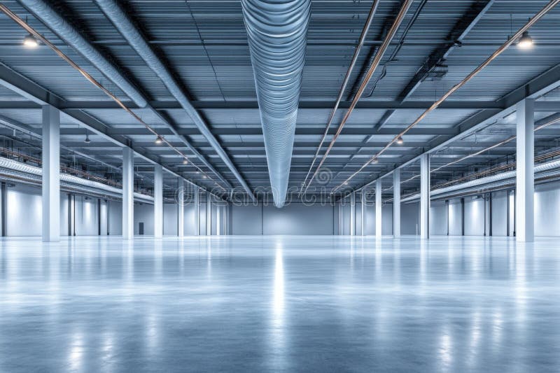Large Industrial Warehouse Space with High Ceilings and Polished ...