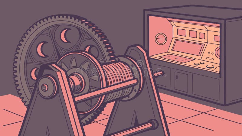 Large Industrial Winch with Control Panel Vector Art, Vector Design ...