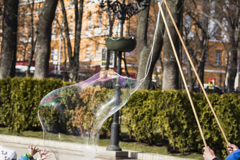 Large Inflatable Bubble Amusement Ride. Stock Image - Image of water ...
