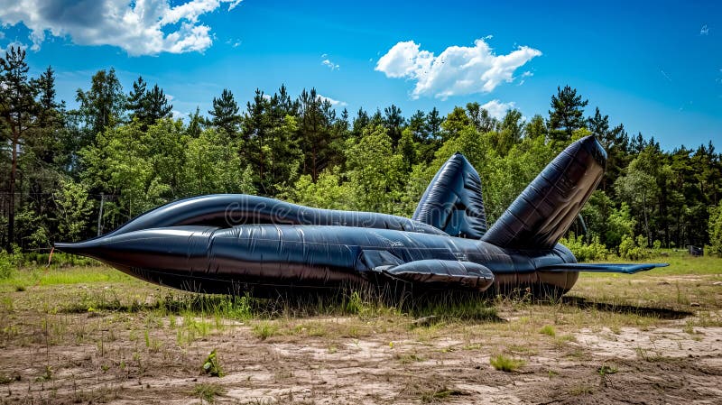 Large Inflatable Object in Field with Trees in the Background. AI Stock ...