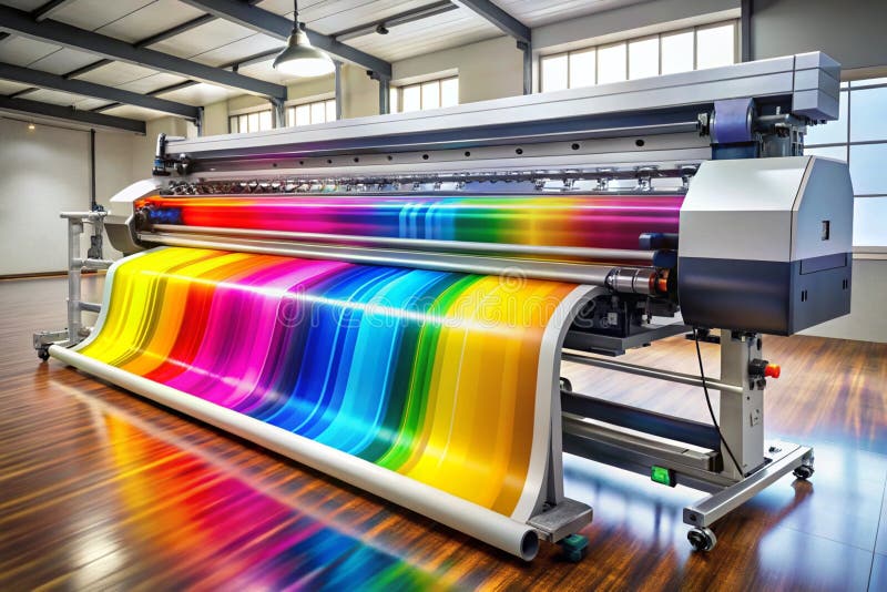 "Large Inkjet Printer Printing Multicolor CMYK on Vinyl Banner Stock ...