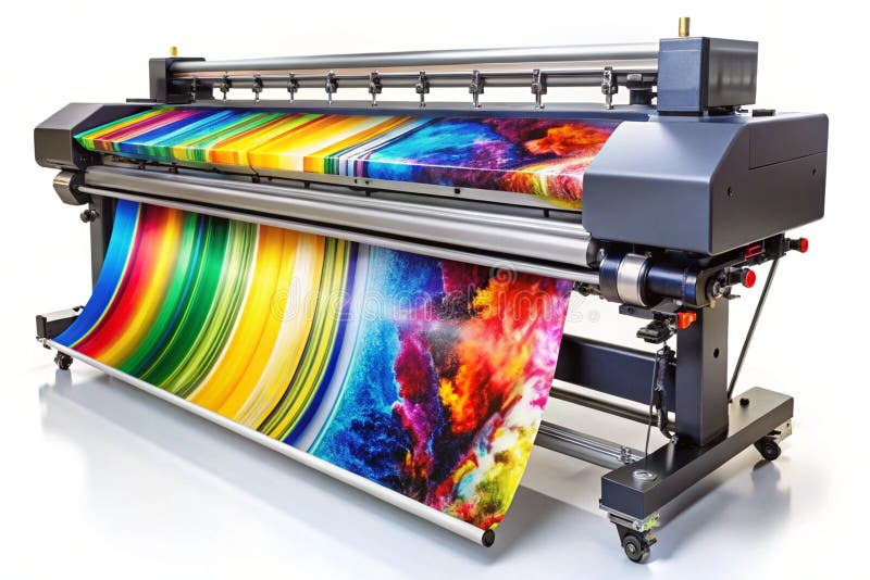 "Large Inkjet Printer Printing Multicolor CMYK on Vinyl Banner Stock ...
