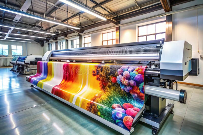 Large Inkjet Printer Printing on Vinyl Paper in Workshop Stock ...