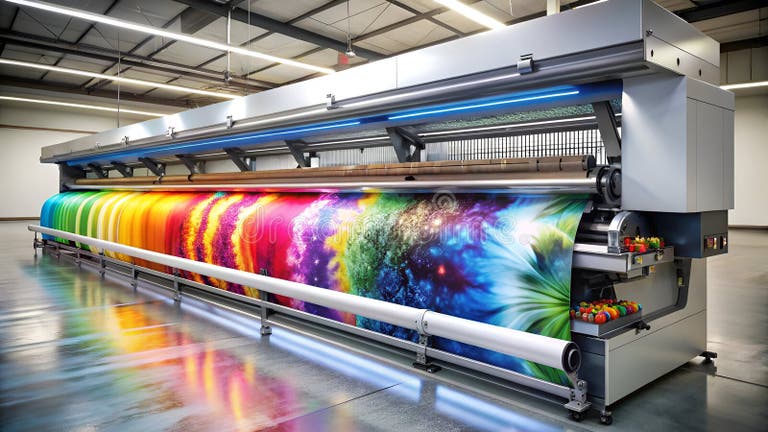 Large Inkjet Printer Producing Multicolor Vinyl Banner Stock ...