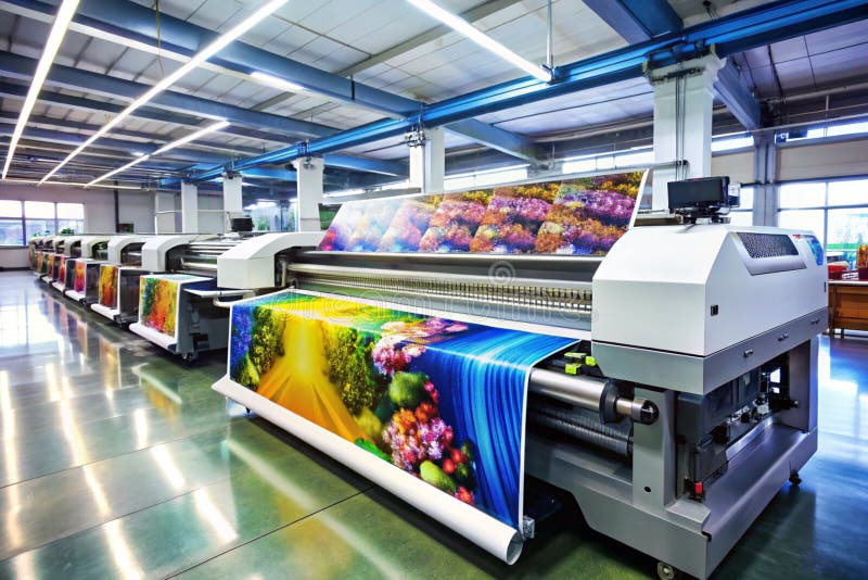 Large Inkjet Printer Working on Sticker Business Card with Computer ...