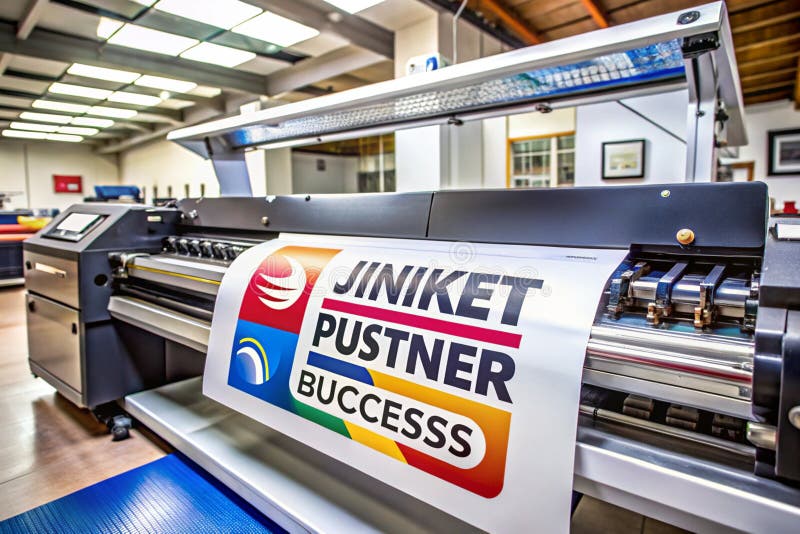 Large Inkjet Printer Working on Sticker Business Card with Computer ...