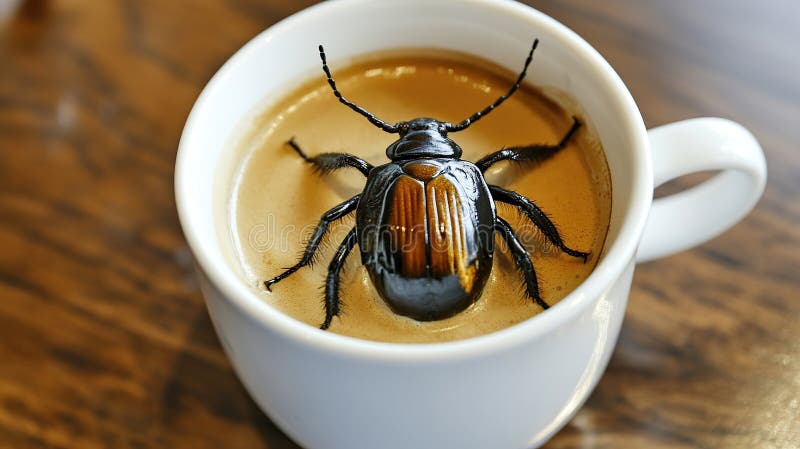 A Large Insect in a Cup of Coffee Stock Image - Image of dark, surface ...