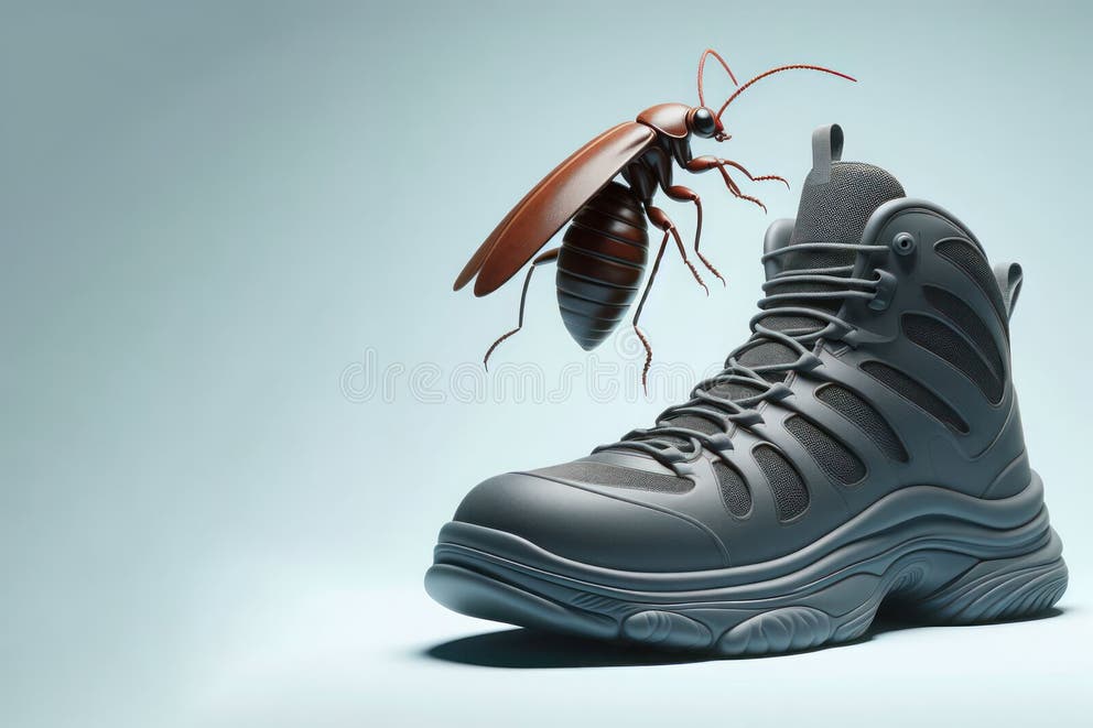 A Large Insect Near the Boot. 3D Image. Space for Text. Stock ...