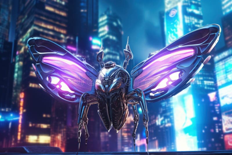 A Large Insect Sitting on Top of a Building. Generative AI Image. Stock ...