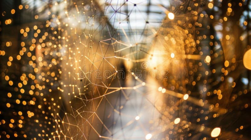 A Large Installation Resembling a Web of Interconnected Strings ...