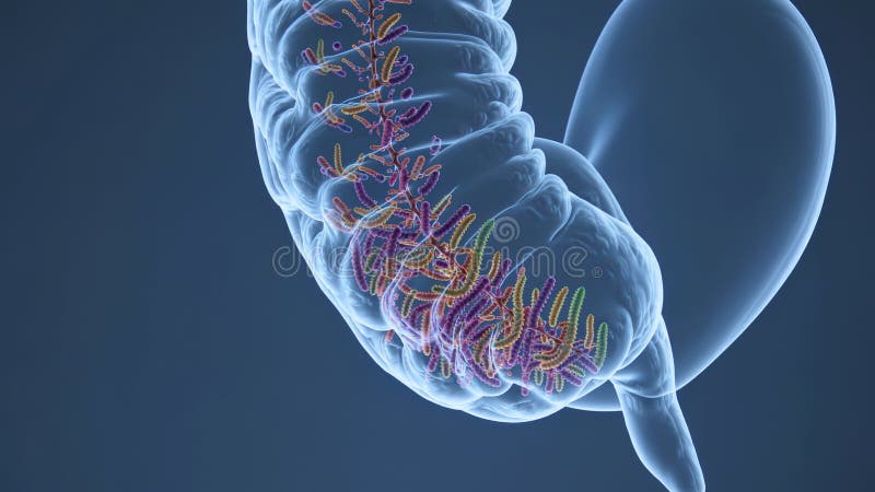 Large Intestine Interior Progressively Filling with Diverse, Colorful ...