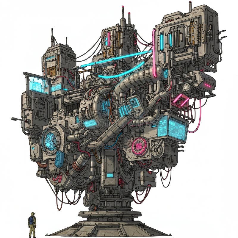 A Large, Intricate Machine with a Complex Network of Pipes, Cables, and ...