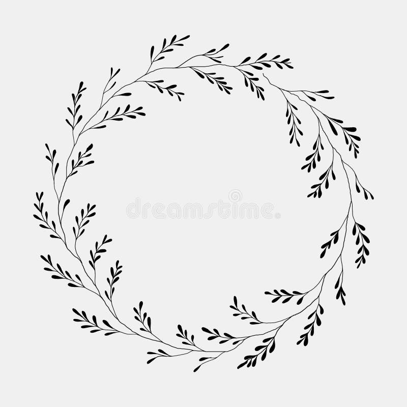 Large, Intricate Wreath with Dense Foliage in a Minimalistic Black and ...