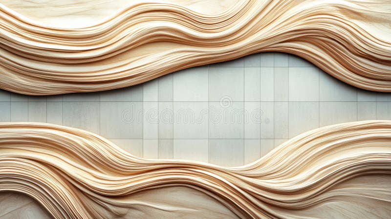 A Large, Intricately Designed Wooden Wall Features a Flowing Wave ...