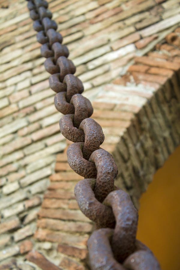 Large Iron Chain on an Old Castle Bridge Close Up Stock Image - Image ...