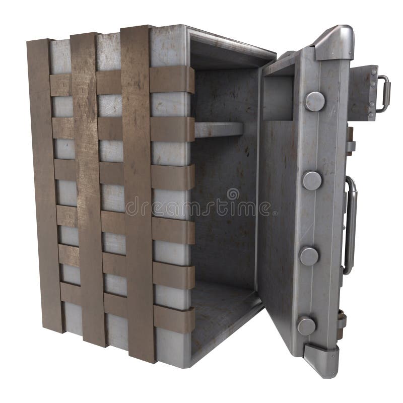 Large Iron Open Safe with Two Doors on an Isolated White Background. 3d ...