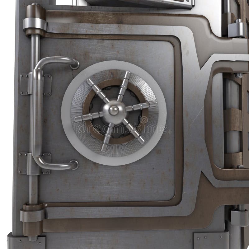Large Iron Open Safe with Two Doors on an Isolated White Background. 3d ...