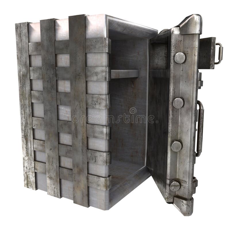 Large Iron Open Safe with Two Doors on an Isolated White Background. 3d ...