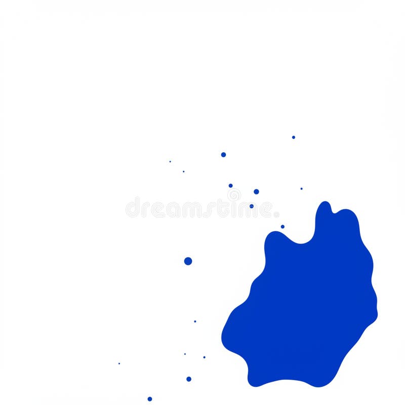 A Large, Irregularly Shaped Blue Ink Splatter is on a Plain White ...