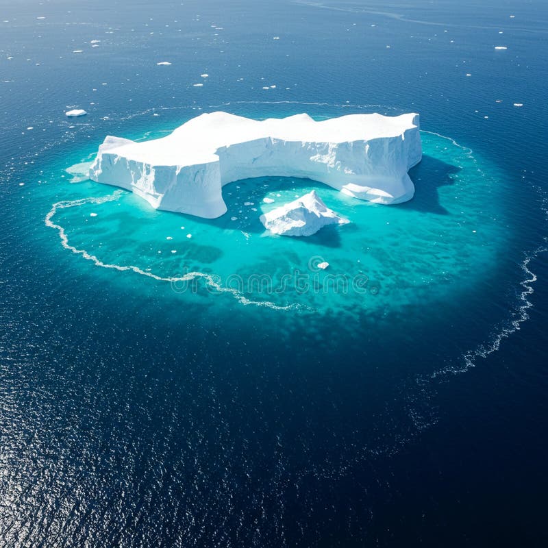 A Large, Irregularly-shaped Iceberg Floats in the Deep Blue Ocean. the ...