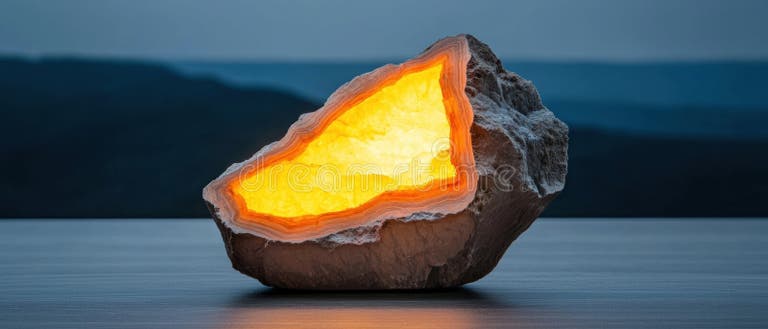 A Large, Irregularly Shaped Rock with a Hollow Interior Illuminated by ...