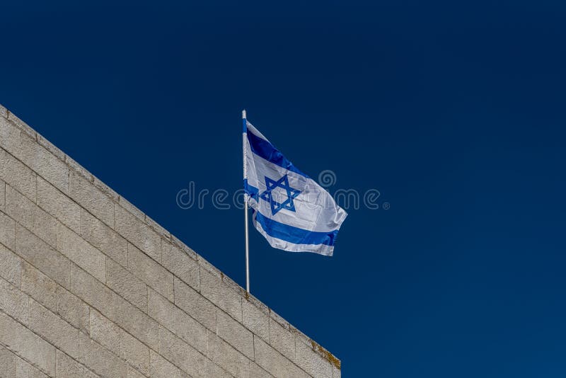 Large Israel Flag Waving in the Wind Stock Image - Image of patriotic ...