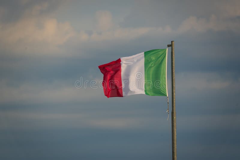 Large Italian Flag Waving in the Wind Stock Image - Image of floating ...