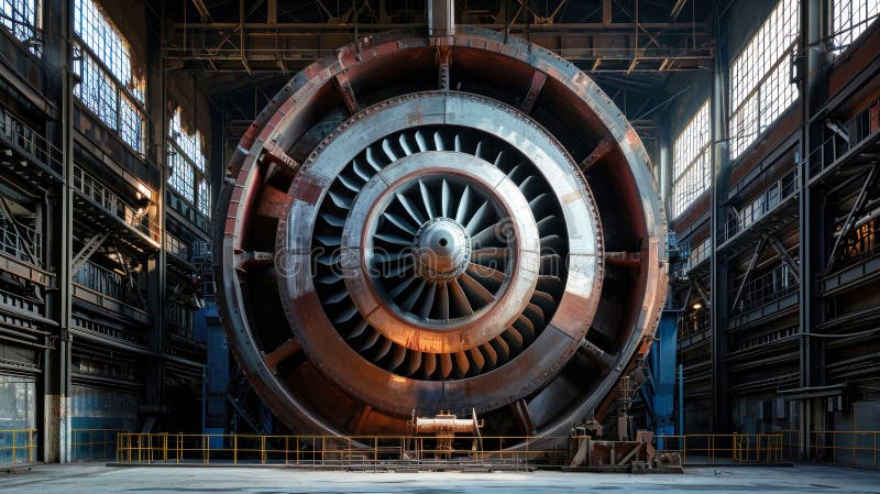 Large Jet Engine in Factory Workshop Stock Illustration - Illustration ...