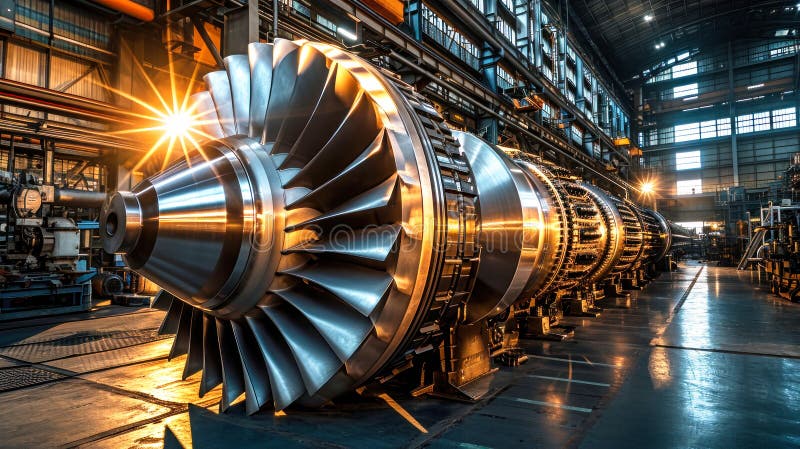 Large Jet Engine in Factory Workshop Stock Illustration - Illustration ...