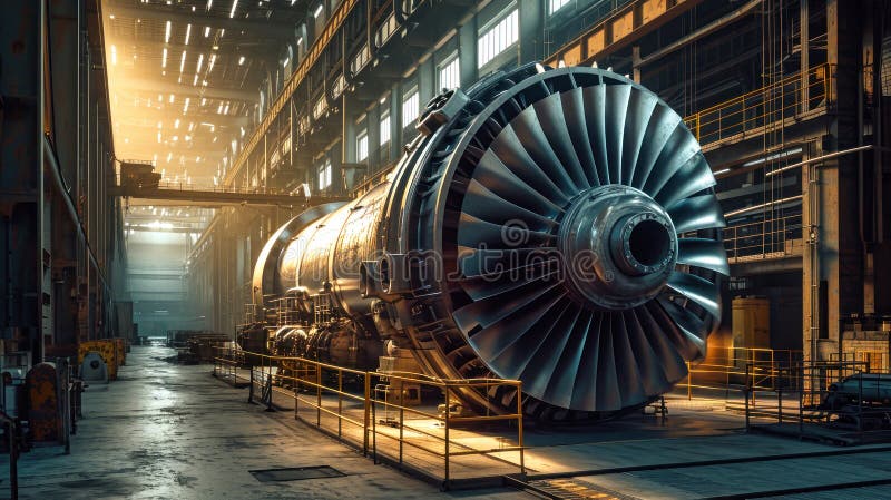 Large Jet Engine in Factory Workshop Stock Illustration - Illustration ...